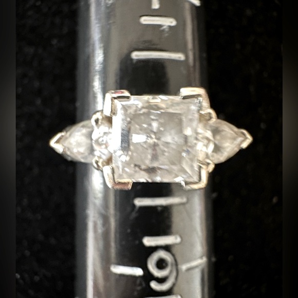 Jewelry | Ring Wprincess Cut Cz 2ct Stone Wpear Cz 1ct On Sides 925 Sterling Silver Sz 8 | Poshmark